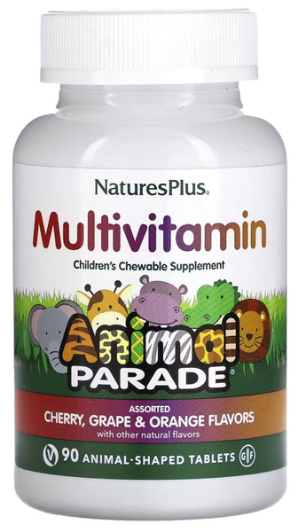 NaturesPlus Animal Parade Multivitamin 90 chewable tabs Cherry, Grape ...