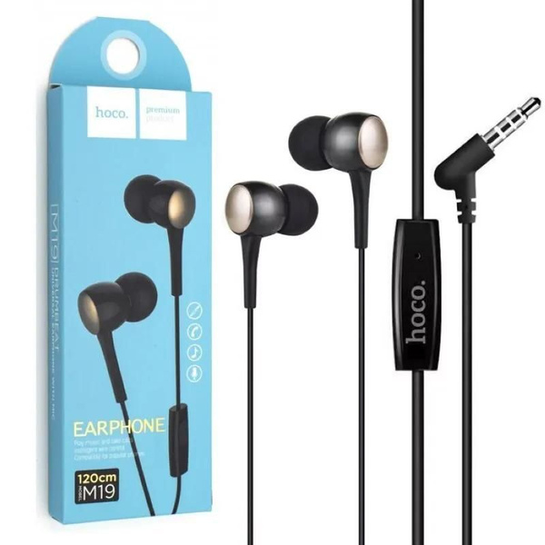 Наушники Внутриканальные hoco Hoco M19 Drumbeat universal earphone with mic black - купить по ...