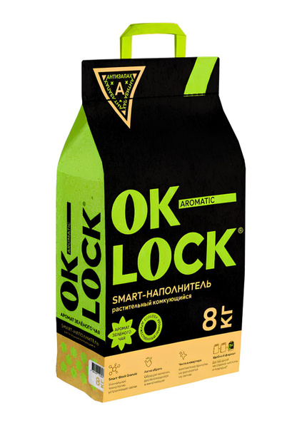 OK-LOCK Наполнитель Растительный Комкующийся Зеленый чай 8000г. - купить с доставкой по выгодным ...