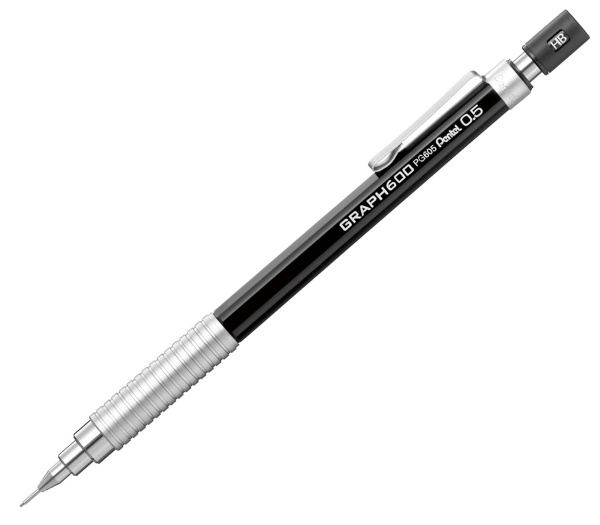 Механический карандаш PENTEL GRAPH 600 PG605-A BLACK 0.5 мм черный ...