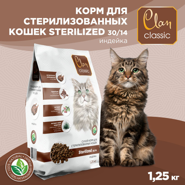 Корм для кошек сухой для стерилизованных CLAN Classic Sterilized 30/14 ...