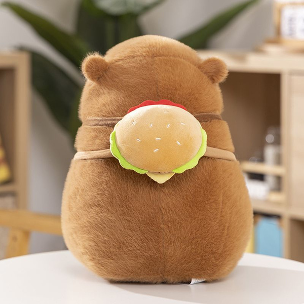 Мягкая игрушка JOJO CASTLE 23/33cm Capybara with Hamburger коричневый ...