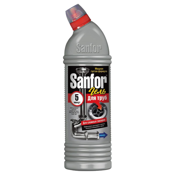 Средство для прочистки труб Sanfor 5 минут, гель, 750мл - купить с доставкой по выгодным ценам в ...