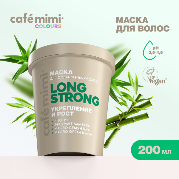 Cafe Mimi / Маска для волос Укрепление и Рост LONG STRONG, 200 мл ...