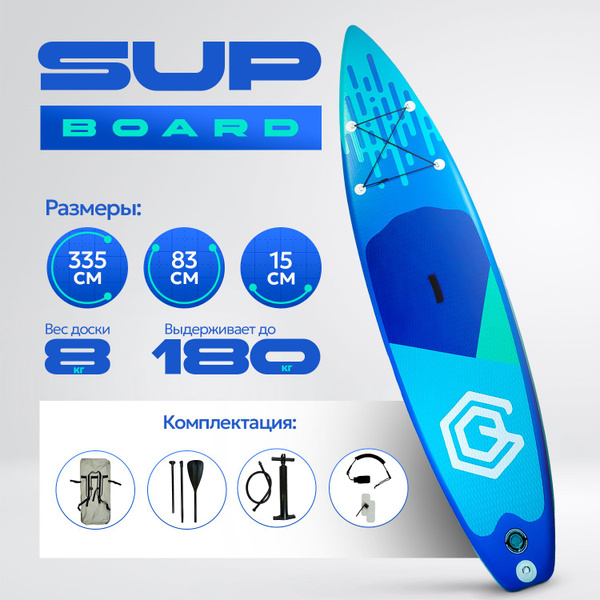 SUP-доска - САПборд - SUP board GQ RD Весь комплект. 335x83x15 см ...
