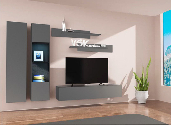 Стенка в гостиную, стенка для гостиной Point 302022SG, Серый графит ...