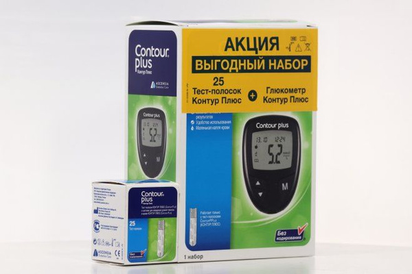 Глюкометр "Contour PLUS"+ Тест-полоски "Контур плюс"№ 25 - купить с ...