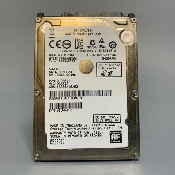500 ГБ Внутренний жесткий диск Hitachi HTS547550A9E384 (HTS547550A9E384 ...