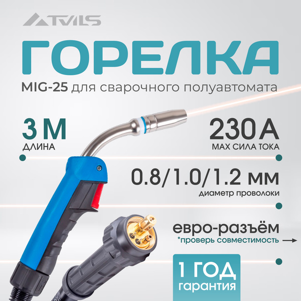 Горелка сварочная для полуавтомата MIG-25 / 3 Метра / универсальный ...