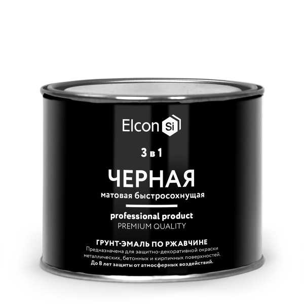 Грунт-эмаль Elcon элкон 3в1 Быстросохнущая, Матовое покрытие, черный - купить в интернет ...