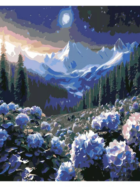 Картина по номерам цветущие гортензии на поляне Размер 40х50, на холсте ...