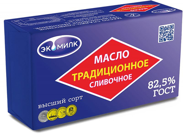 Масло сливочное Экомилк традиционное 82.5%, 380г - купить с доставкой ...
