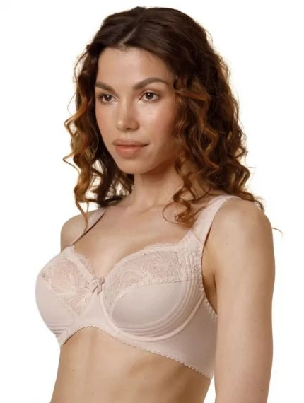 Бюстгальтер Женский LENGY на косточках, размер 100F серебристый пион Полиамид, Хлопок ...
