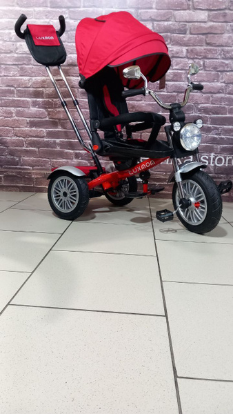 Велосипед прогулочный трехколесный Luxmom 5199 с ручкой красный ...