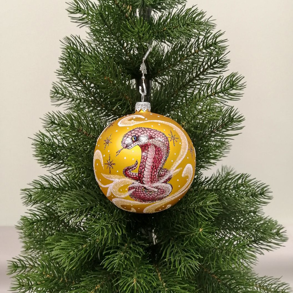 Елочный шар Ёлочка "символ 2025 года змея", диаметр 9.5 см, купить по ...