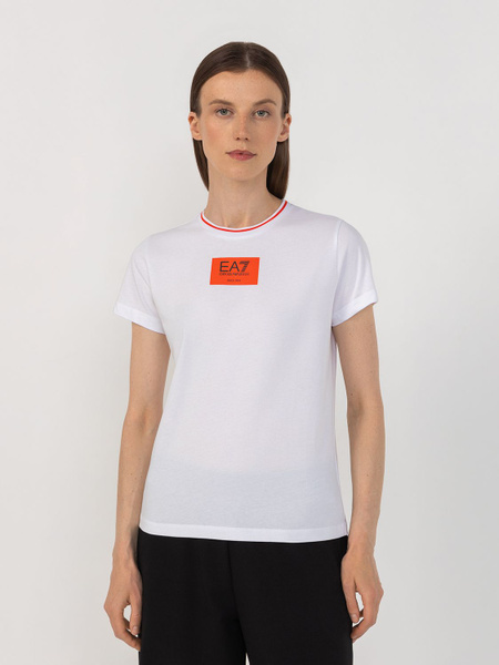 Футболка EA7, размер 48, 50, цвет белый, черный, хлопок 100% - купить по выгодной цене в ...