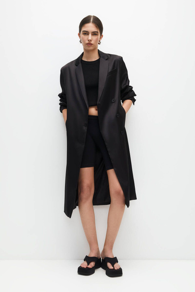 Пальто Pull&Bear, На любой сезон, размер 48, цвет черный, Полиэстер - купить по выгодной цене в ...