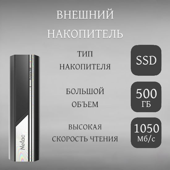 Внешний SSD-диск Netac ZX10, 500 ГБ - купить по выгодной цене в ...
