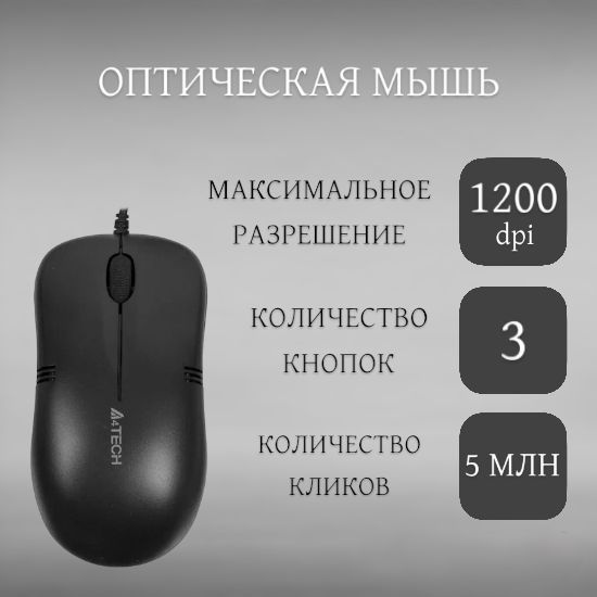 Мышь проводная A4Tech OP-560NU OP-560NU, черный - купить по выгодной ...
