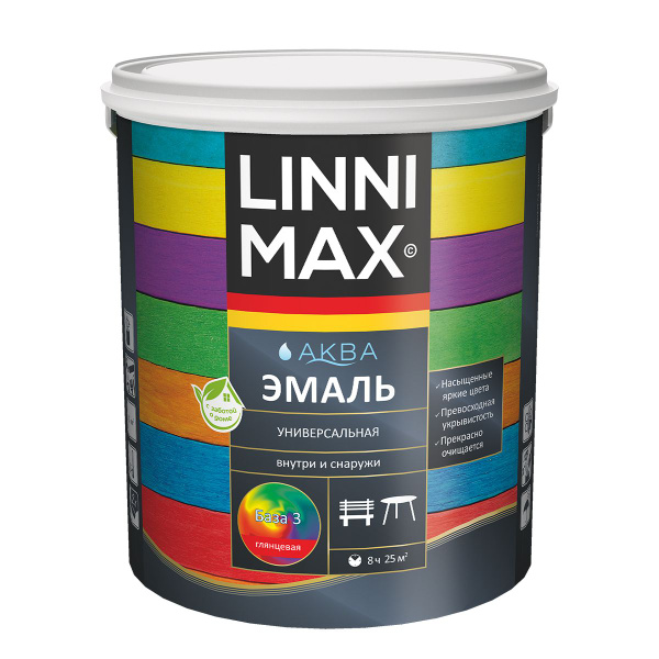 Эмаль алкидная Linnimax, универсальная, глянцевая, база 3, бесцветная ...
