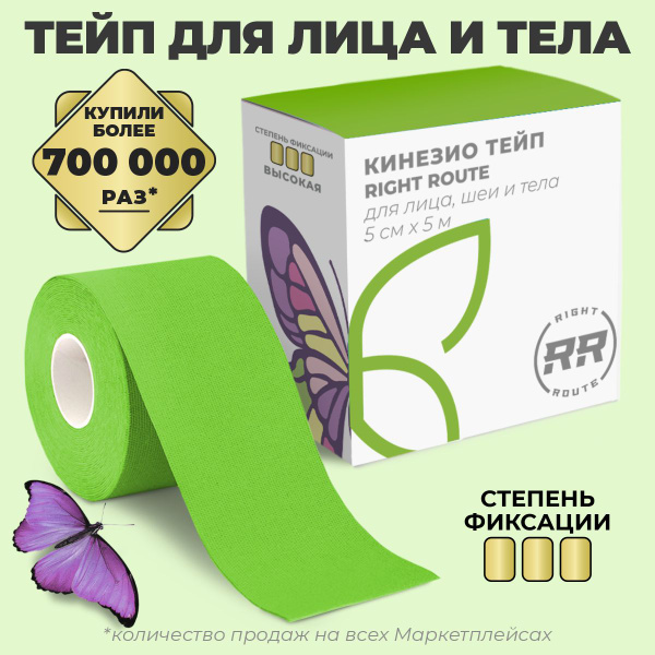 Кинезио тейпы для лица и тела RIGHT ROUTE, тейп от морщин и отеков ...