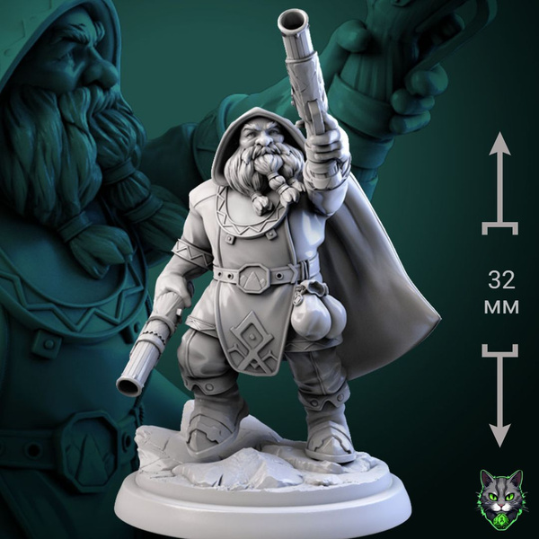 Миниатюра фигурка для настольных игр ДнД ( DnD ) Dwarf Gunslinger ...