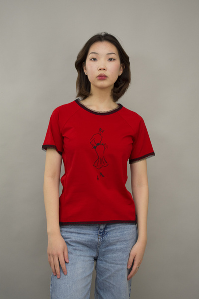 Футболка SVETLANA BATARON, размер 44, цвет красный, 100% cotton ...