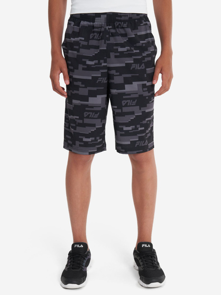 Шорты Мальчики Fila Спортивный черный каменный, размер 134, 140 Полиэстер, Эластан Бег Без ...