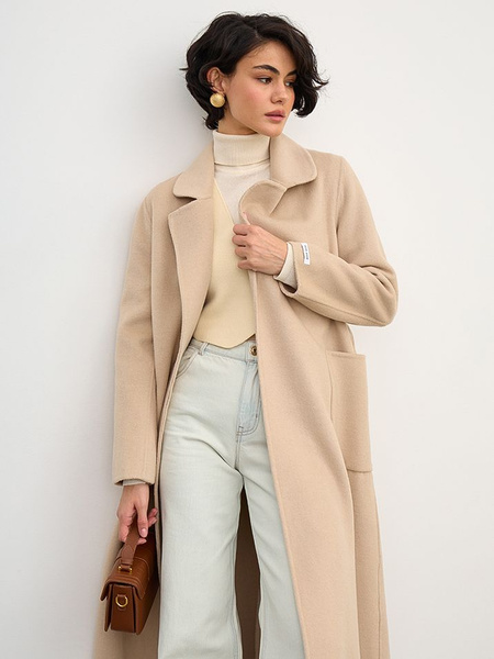 Пальто Mark Lamar, Демисезон, размер 44, 46, цвет бежевый, Шерсть - купить по выгодной цене в ...