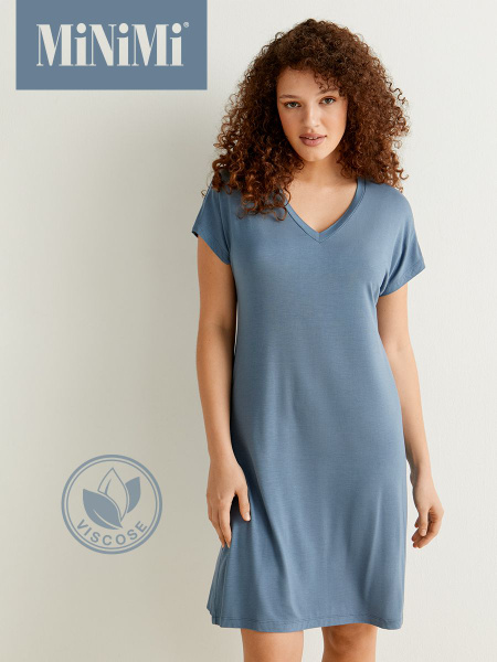 Ночная сорочка Женский Minimi, размер 52 Однотонный джинс Короткий Узбекистан купить c доставкой ...