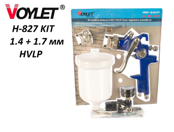 Краскопульт пневматический Voylet H-827-KIT, 1.4+1.7 мм, верхний бачок ...