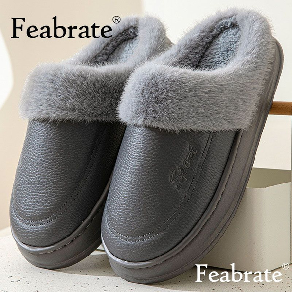 Тапочки Мужской Feabrate, размер 46 серый Бахрома Большемерит, Рифлёная подошва Платформа Без ...