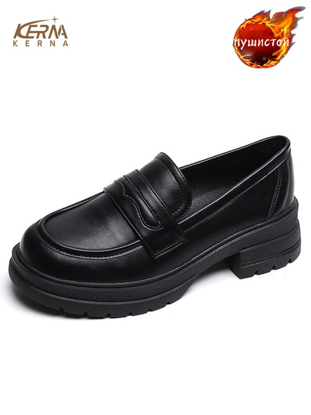 Лоферы Женский KERNA черный, размер 37 Каблук + платформа На любой сезон Без застёжки Китай ...