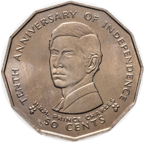 Фиджи 50 центов 1980 "10 лет независимости", Мельхиор медь-никель , в сохранности UNC - купить в ...
