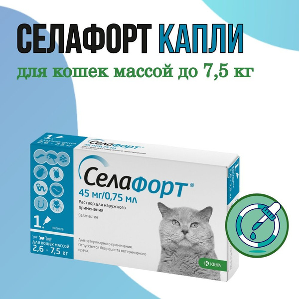 Селафорт (аналог Стронгхолд) капли от блох, клещей, гельминтов для ...