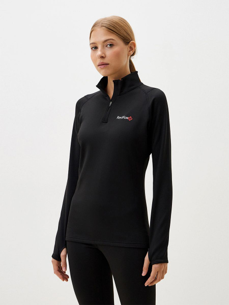 Термокофта Женский RedFox, размер 42 Зима Альпинизм, Бег Полиэстер, Эластан черный Спортивный ...