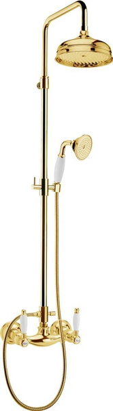 Душевая стойка Webert Dorian DO760405010 с тропическим душем, со смесителем, латунная, золотая ...