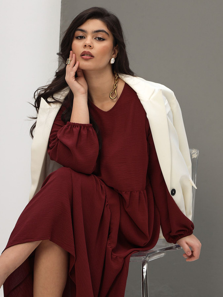 Платье Женский Darissa Fashion бордовый ярусное платье Вечерний ...