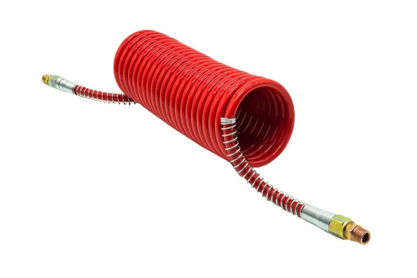 Шланг прицепа витой ЕВРО красный (L- 7.5 метра, ОДНОСЛОЙНЫЙ) (22*1,5 ...
