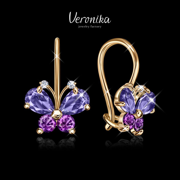 Серьги серебряные 925 пробы позолоченные на французском замке с ...