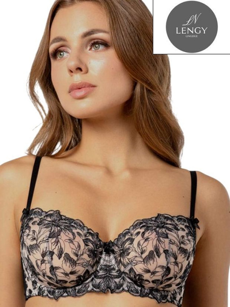 Бюстгальтер Женский LENGY мягкая чашка на каркасе, размер 90D черный Полиамид, Эластан ...