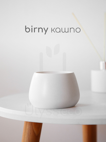 Минималистичное кашпо Birny, белое, искусственный камень, лак, 10х7 см ...