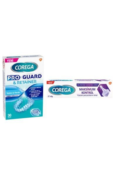 Таблетка для чистки зубных протезов COREGA Proguard 30 шт + клей для ...