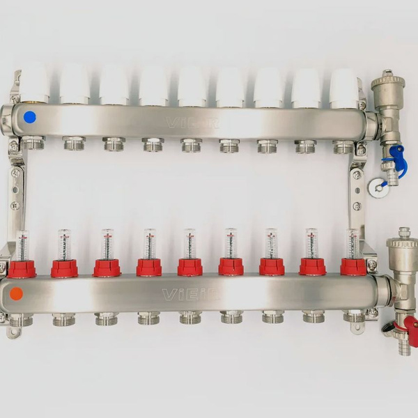Коллекторная группа с расходомерами без кранов 1"x3/4" 9 выхода Vieir VR113-09A купить на OZON ...