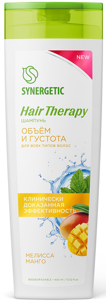 Шампунь Synergetic Hair Therapy Объем и густота для всех типов волос, мелисса и манго, 400 мл ...