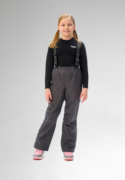 Брюки Девочки OLDOS темно-серый, серый Полиэстер Повседневный, размер 116 Резинка, Без застежки ...