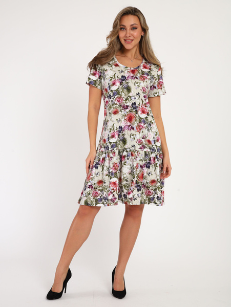 Платье Женский GENJO оливковый Повседневный Короткий Хлопок, размер 48 полуприталенный купить c ...