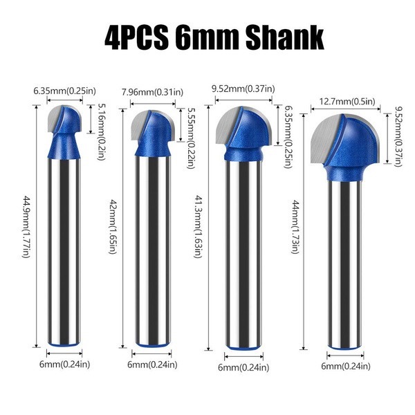 4pcs деревообрабатывающая фреза с хвостовиком 6 мм XUHAN купить на OZON по низкой цене (1813404632)