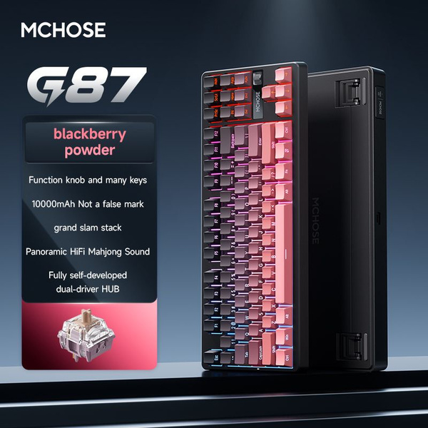 MCHOSE Игровая клавиатура беспроводная G87 Black Pink+Speed Gold Switch ...