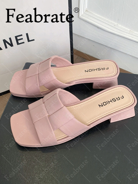 Шлепанцы Женский Feabrate, размер 40, 41 Искусственная кожа Квадратный нос Без застёжки Лето ...